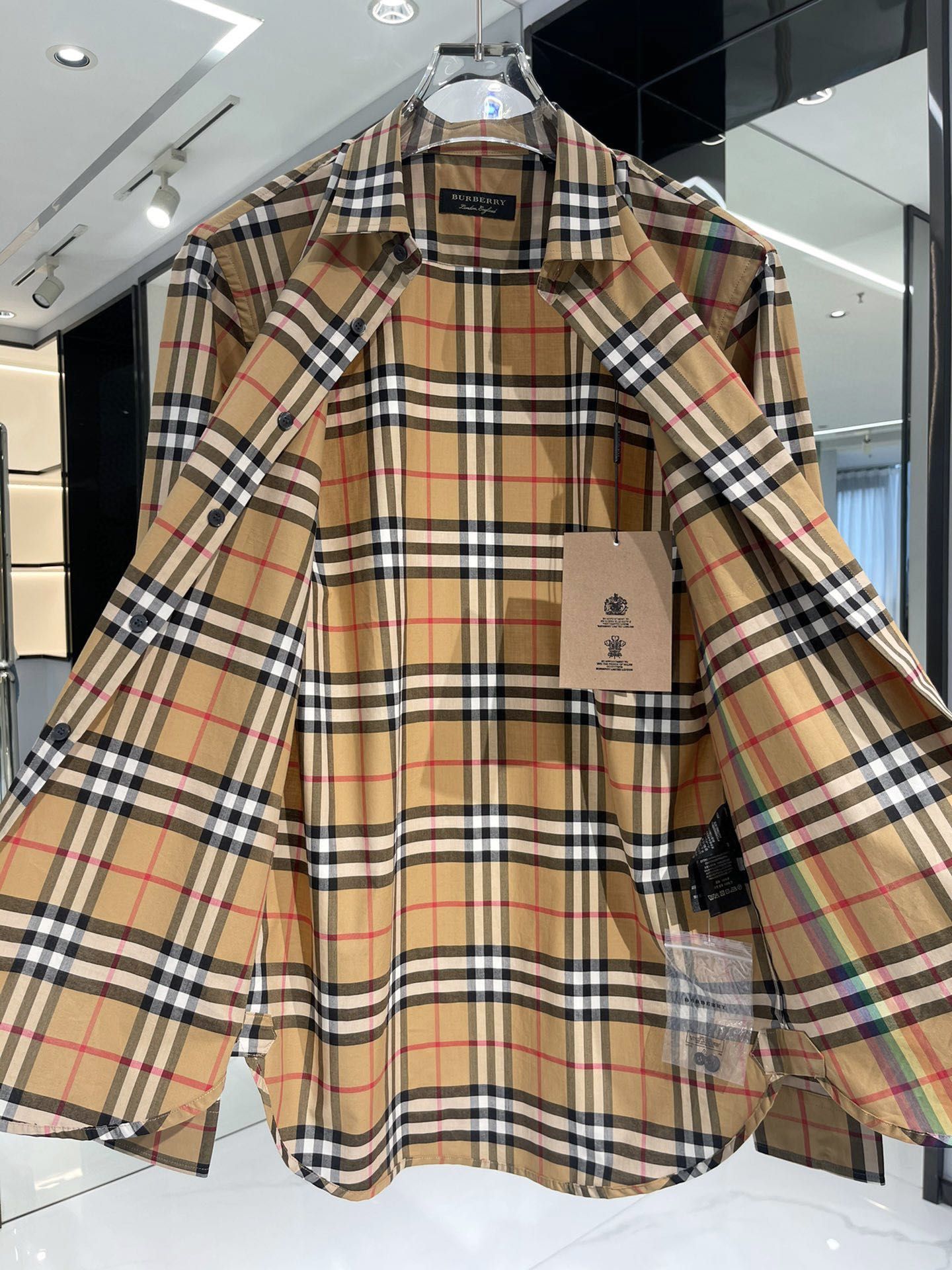 Authentic Burberry Rainbow Check Classic Couple Shirt, Men's Fashion ...