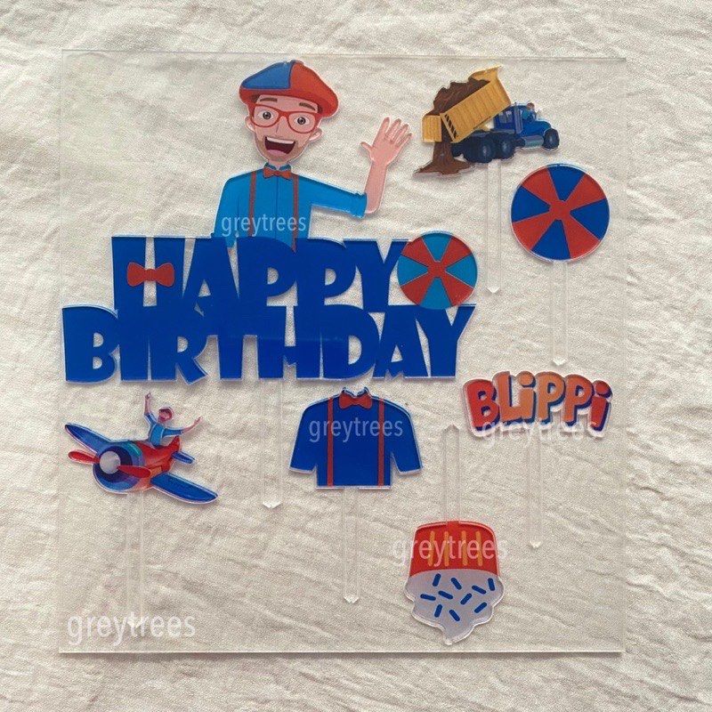 [Avail] Set of 6 Blippi Acrylic Cake and Cupcake Topper Family Set ...