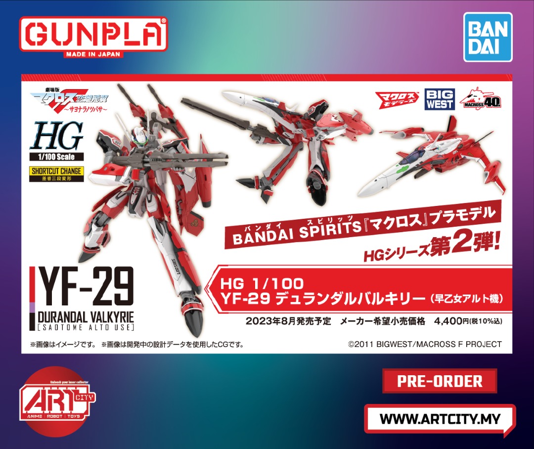 Bandai HG Macross - YF-29 Durandal Valkyrie - Alto Saotome Use - 1/100, Hobbies & Toys, Toys ...