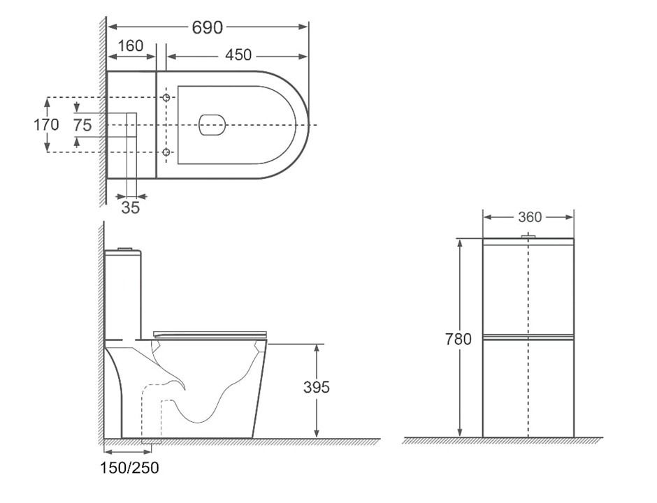 Becker Midori Series One Piece Rimless Water Closet With CycloneMAX ...