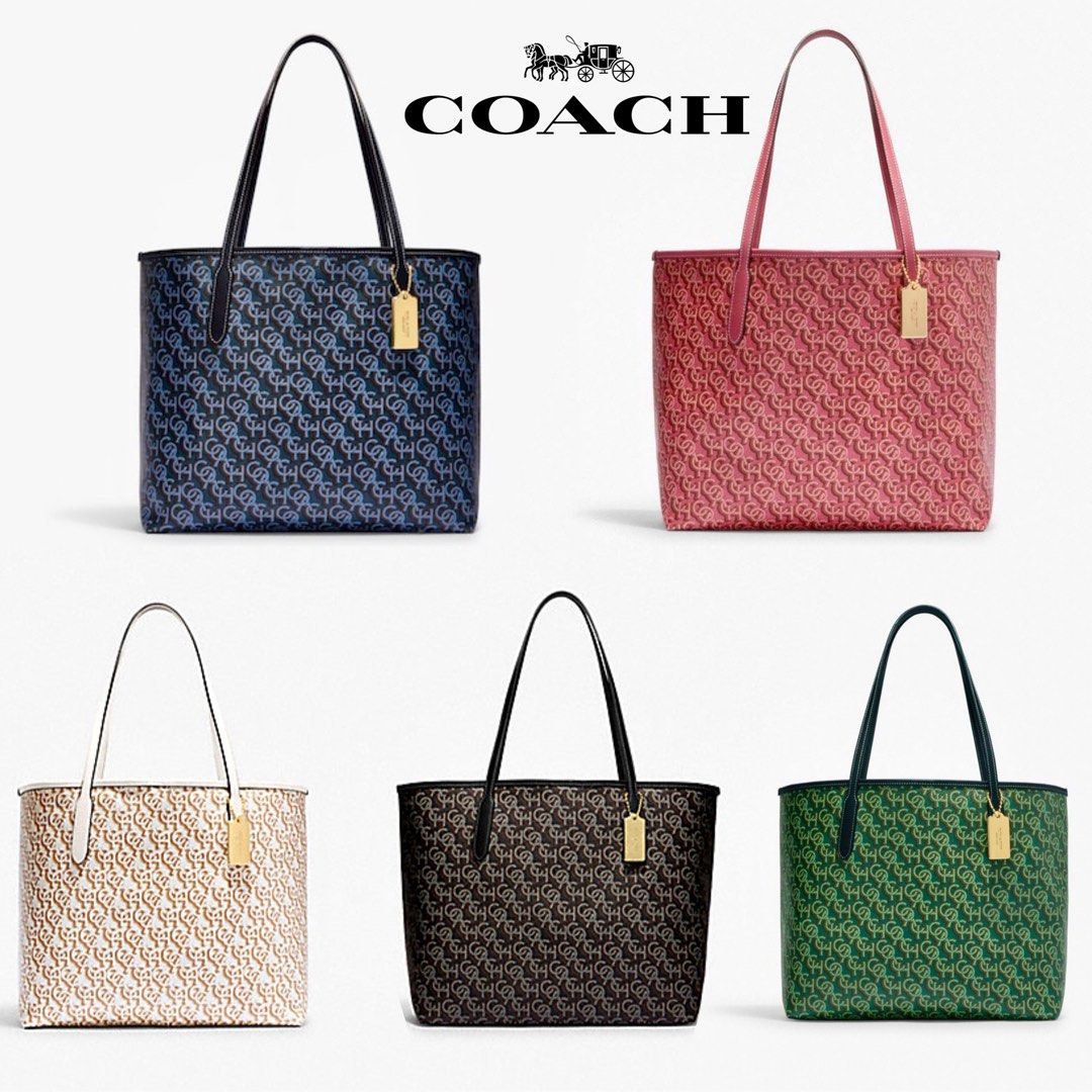 Coach 2023 City Tote Bag with Signature Monogram Print, Women's Fashion ...
