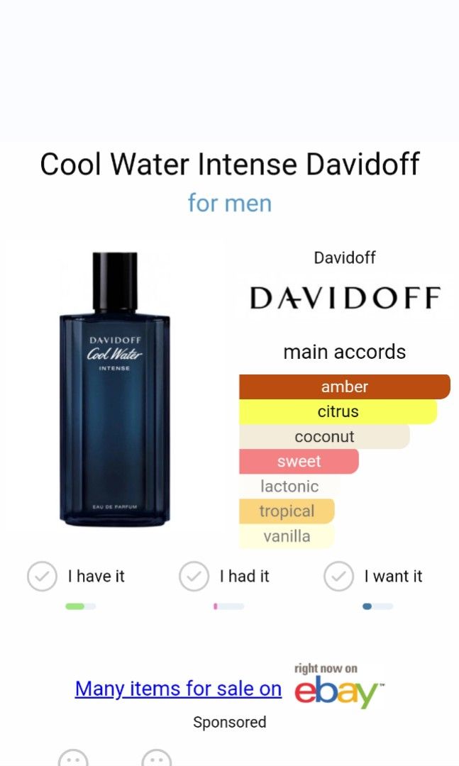 Cool Water Intense For Men 125ml by DAVIDOFF Original Tester Eropa (NEW ...