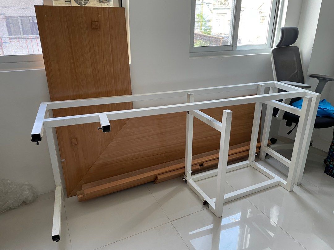 Custom L-shaped Computer Workstation Table with Cable Tray, Furniture ...