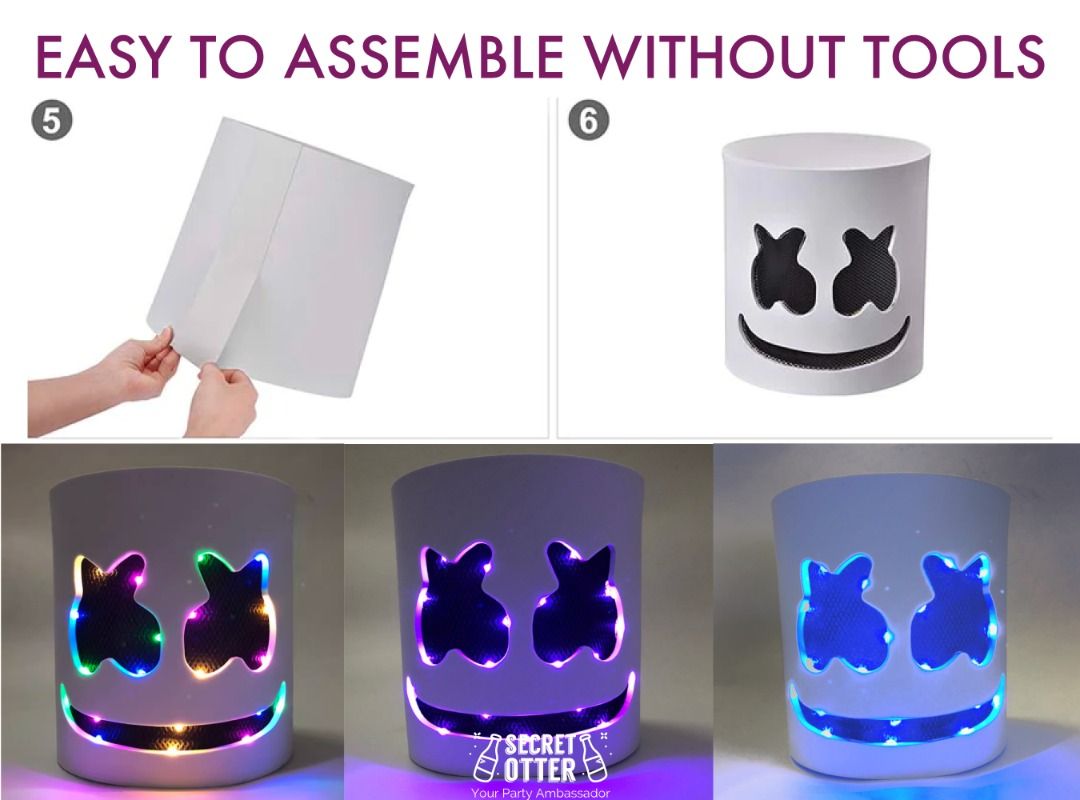 DIY Your Own Marshmello Mask with LED Lights, Hobbies & Toys, Toys ...
