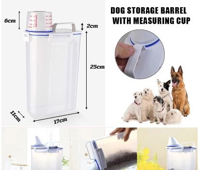 Dog Cat Food Box Feeder Bucket Pet Feed Container Food Storage Barrel ...
