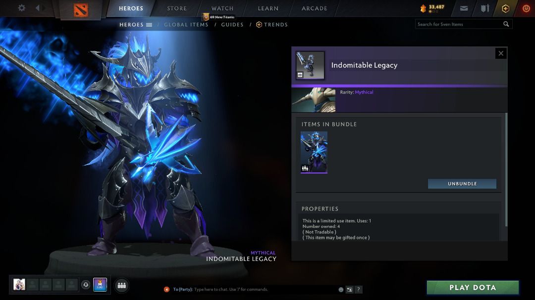 DOTA 2 Nemestice Collectors Cache 2021 Rare - Indomitable Legacy (Sven ...