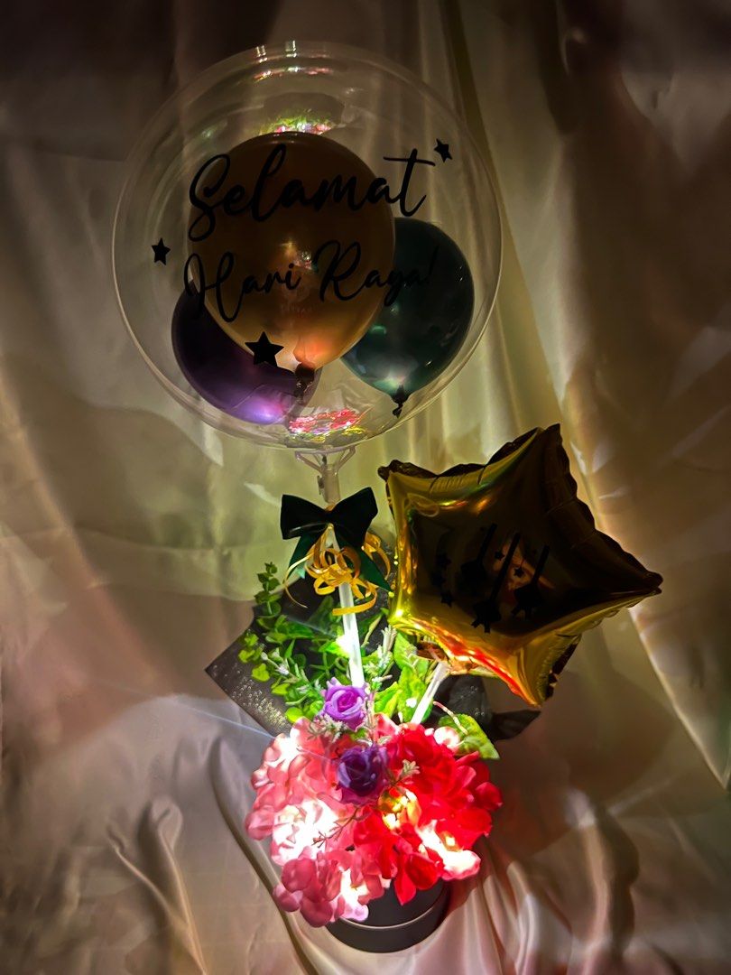*FREE card* Hari Raya Flower Balloon Bouquet, Hobbies & Toys ...