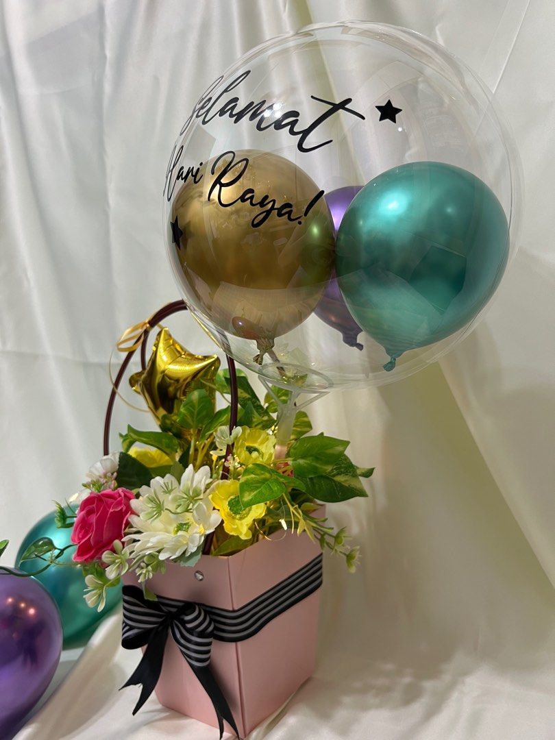 *FREE card* Hari Raya Flower Balloon Bouquet, Hobbies & Toys ...
