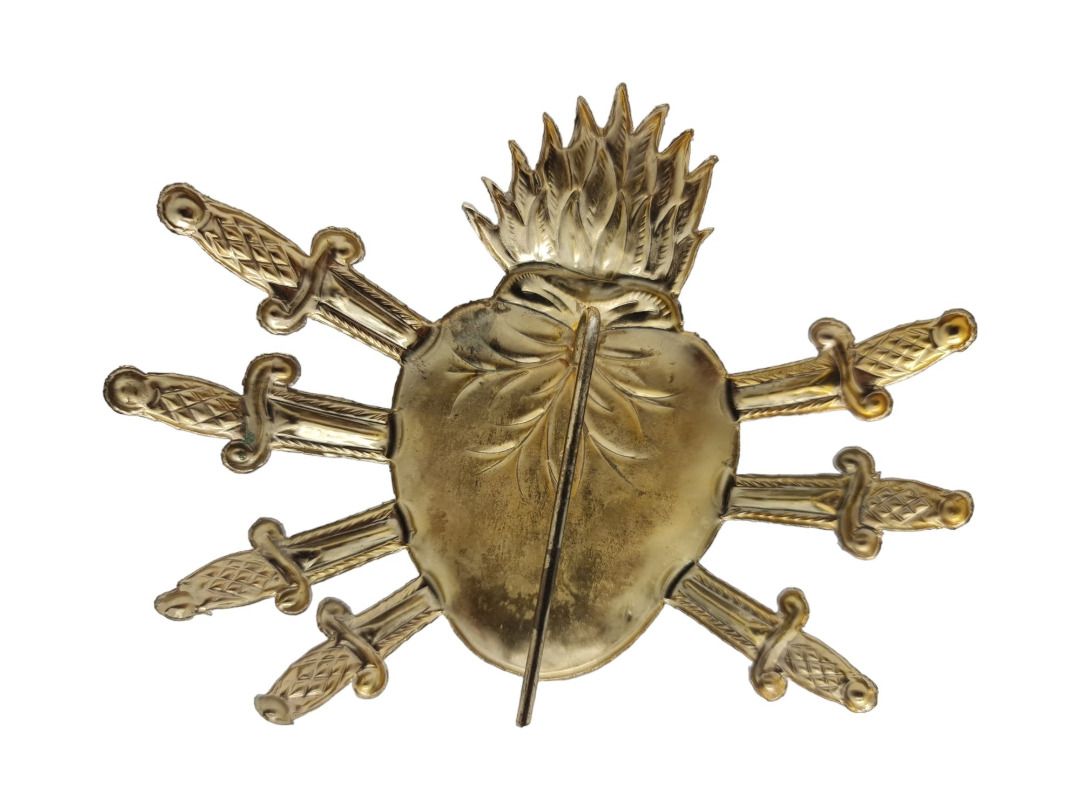 GOLD PLATED BRASS MATER DOLOROSA IMMACULATE HEART WITH SEVEN SORROWS ...