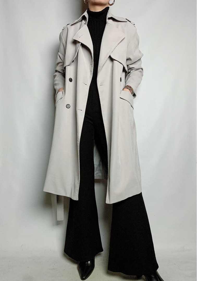 (SOLD) Gray long trench coat, Spring trench coat, Travel coat (please ...