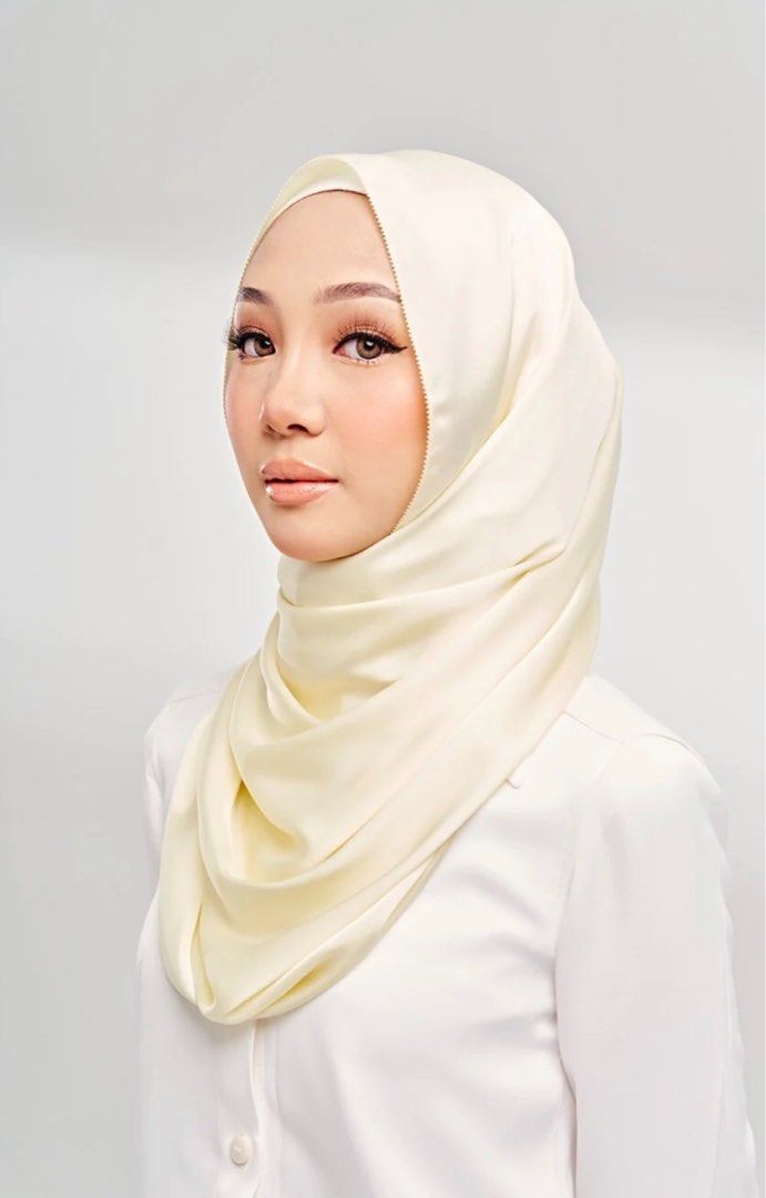 Guzel KL Satin Silk in Buttercup, Women's Fashion, Muslimah Fashion ...