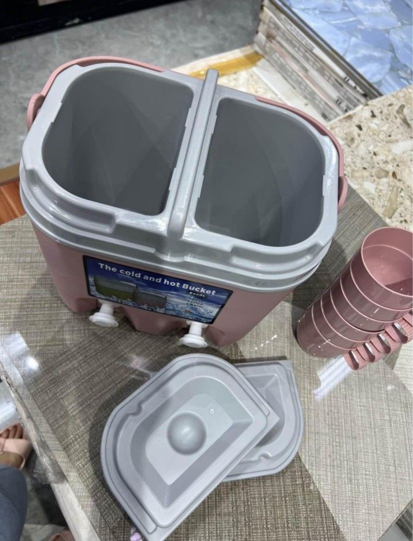 Hot & cold bucket cooler dispenser with Free 6 cups on Carousell