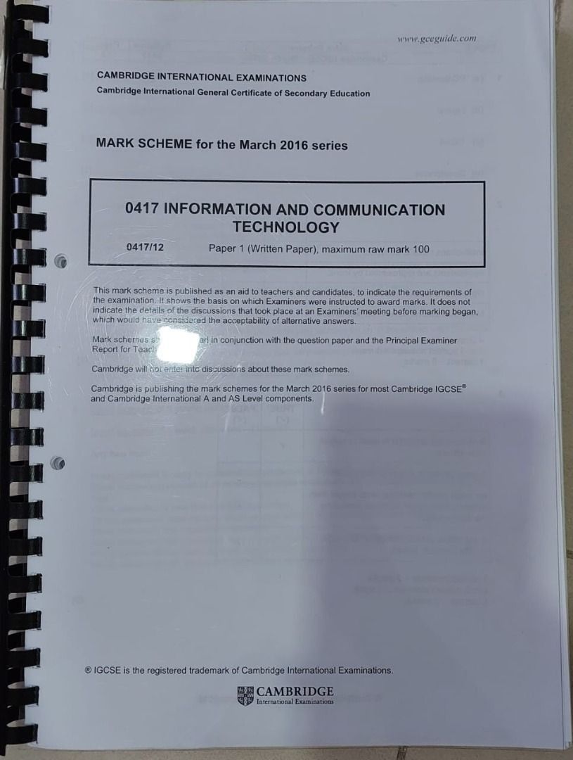 Igcse Information And Communication Technology Ict Past Year Papers Hobbies And Toys Books