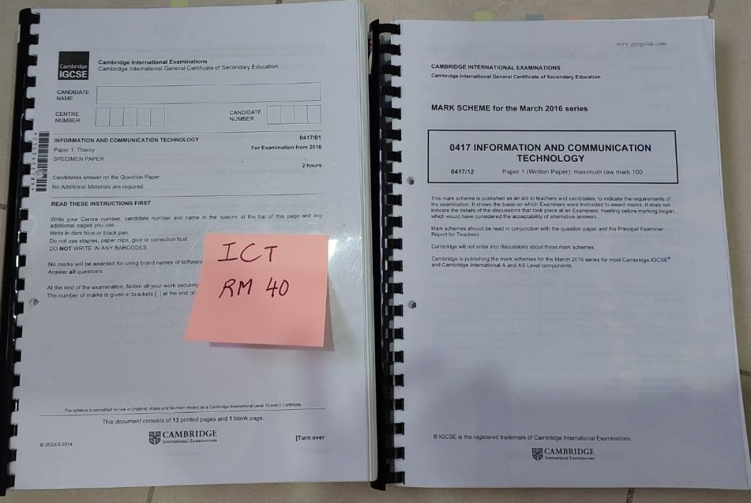 Igcse Information And Communication Technology Ict Past Year Papers