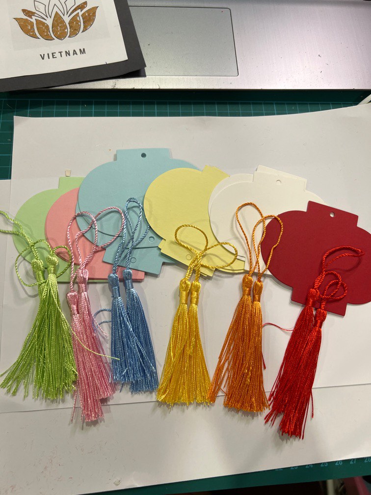 Lantern Shape Bookmark With Tassel Multiple Colours 12pc Per Pack For Drawing Message Festive ...