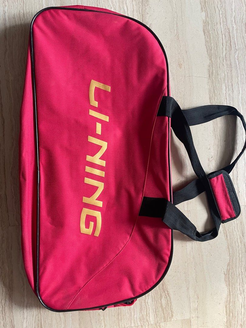 Li Ning Red Badminton Bag with two compartments, Sports Equipment ...