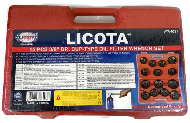 Licota 15pcs. 3/8" Dr. Cup-Type Oil filter Wrench Set Model: ATA-0291 ...