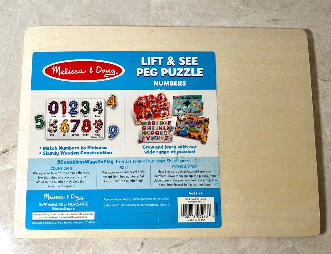Melissa & Doug Classic Wooden Peg Puzzles - Numbers, Hobbies & Toys ...