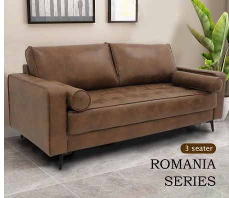 Million Furniture-ROMANIA SERIES 3 seater high tech fabric chocolate ...