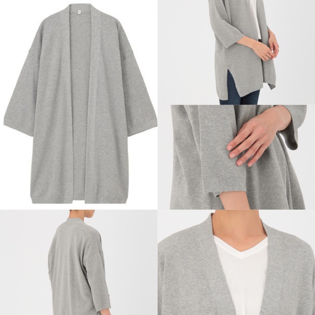 Muji cotton silk cardigan in grey, Fesyen Wanita, Pakaian Wanita, Baju Luaran di Carousell