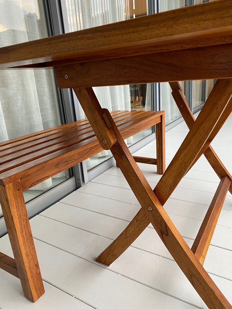 Outdoor foldable table and straight bench, Furniture & Home Living ...