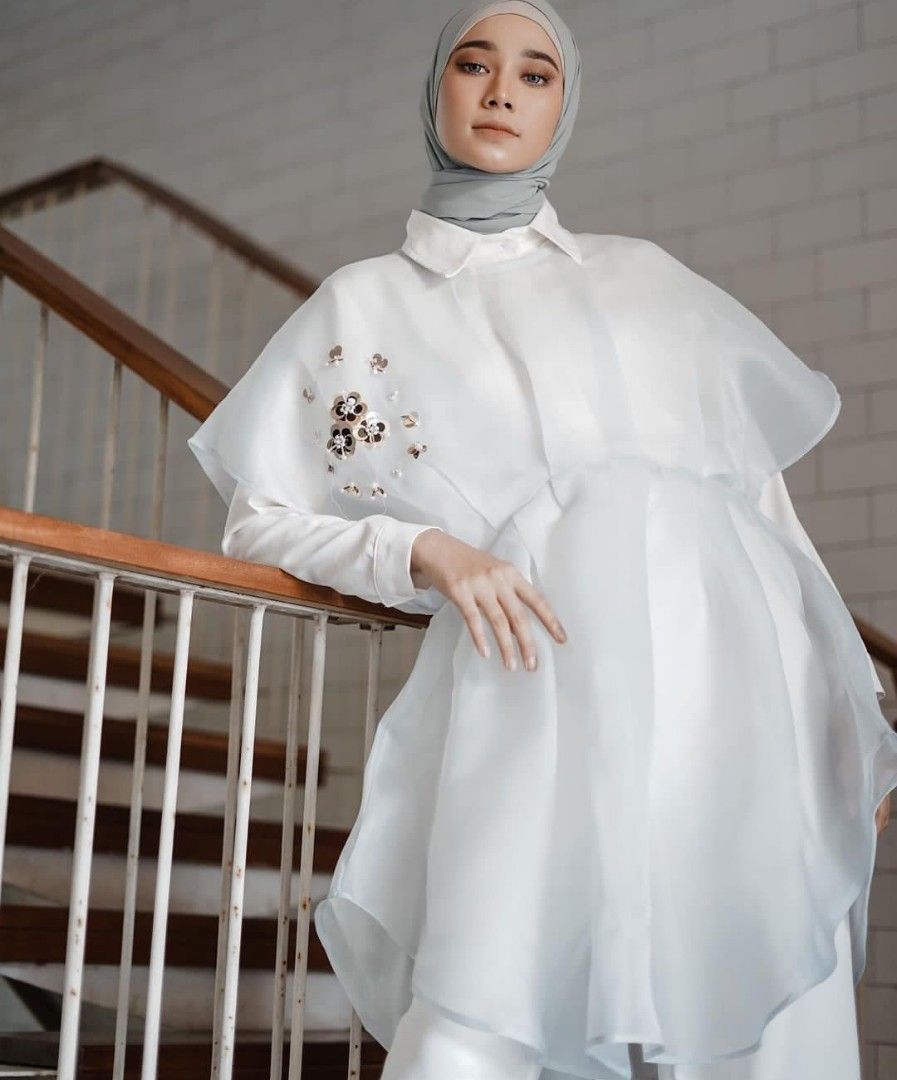 Outer organza silk tunic nude payet lace kondangan mewah premium kebaya ...