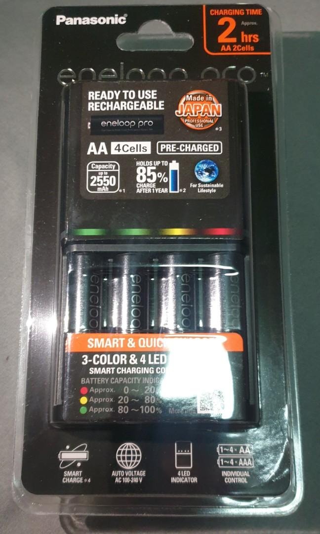 Panasonic K Kj55hcc40t Eneloop Pro Battery Charger With 4 Aa