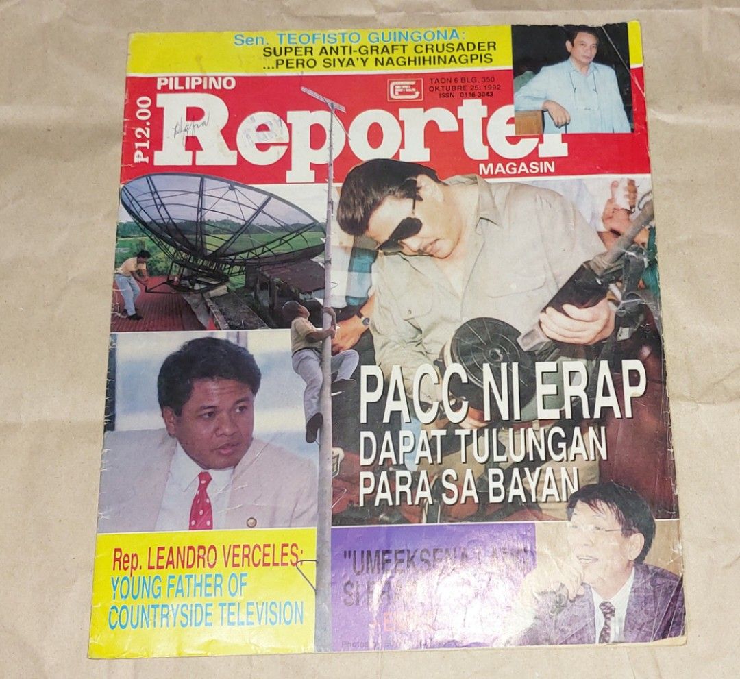 Pilipino Reporter Magasin Oktubre 25 1992 PACC NI ERAP, Leandro ...