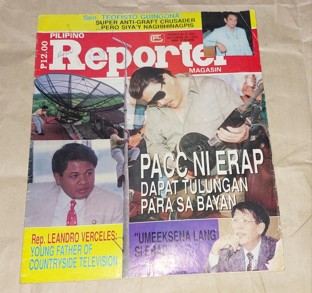 Pilipino Reporter Magasin Oktubre 25 1992 PACC NI ERAP, Leandro ...