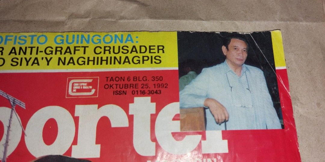 Pilipino Reporter Magasin Oktubre 25 1992 PACC NI ERAP, Leandro ...