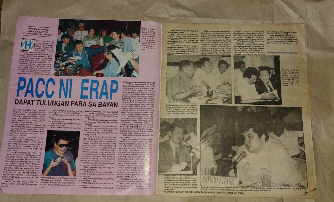 Pilipino Reporter Magasin Oktubre 25 1992 PACC NI ERAP, Leandro ...