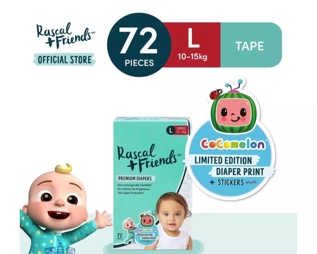 Rascal & friends Cocomelon tape L, Babies & Kids, Bathing & Changing ...