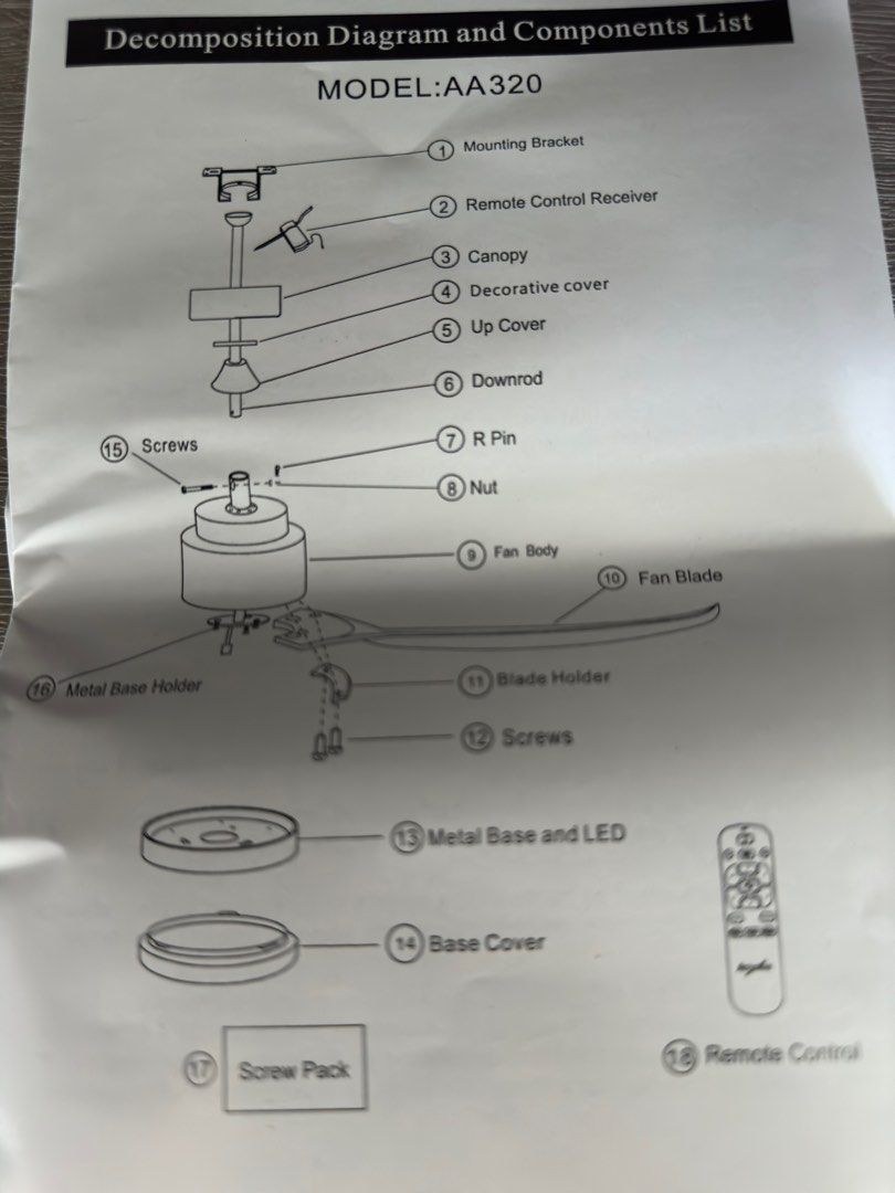Remote for AeroAir - AA320, Furniture & Home Living, Lighting & Fans, Fans on Carousell