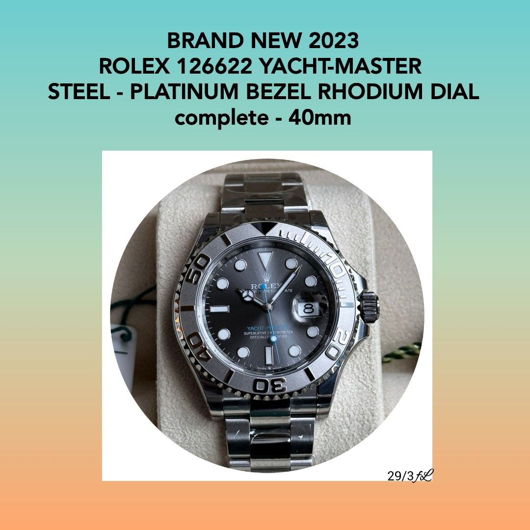 ROLEX YACHT MASTER STEEL PLATINUM BEZEL RHODIUM DIAL 2023, Barang Mewah ...