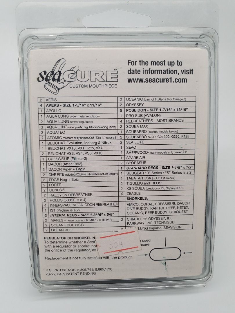 Seacure 4 mouldable mouthpiece mouth piece for peks Zeagle regulator ...