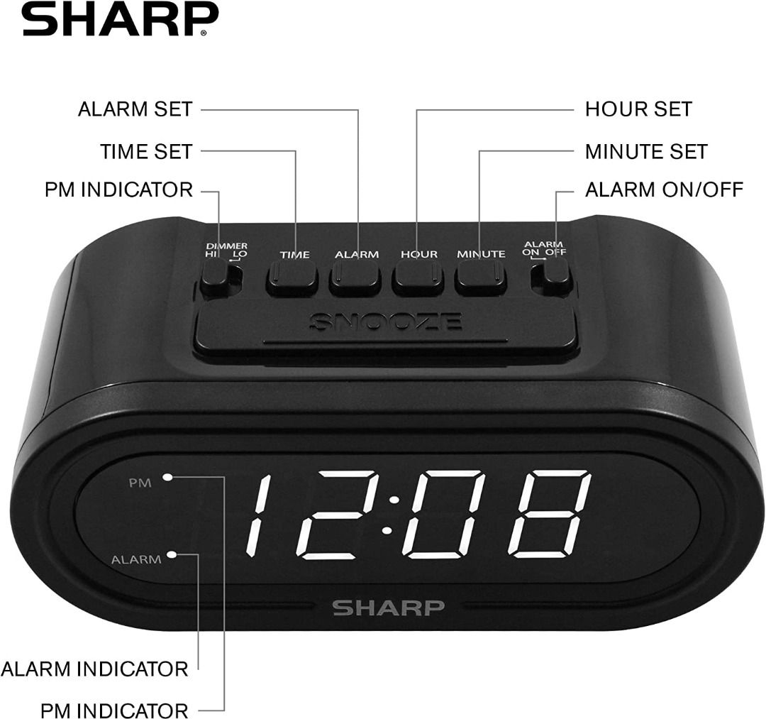 SHARP Digital Alarm with AccuSet - Automatic Smart Clock, Never Needs ...
