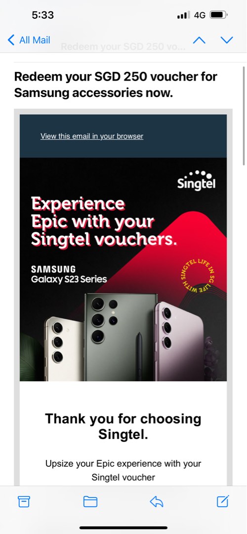 Singtel 250 e-voucher, Mobile Phones & Gadgets, Mobile Phones, Android Phones, Samsung on Carousell