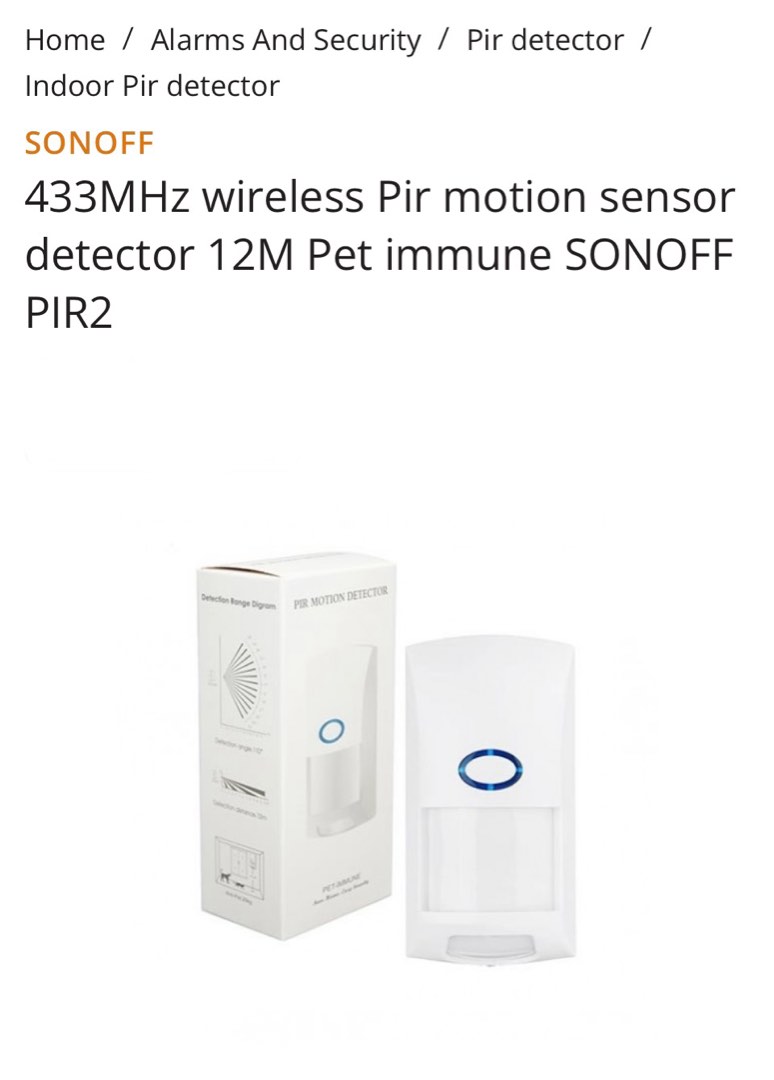 Sonoff Sensor - PIR2 PIR MOTION DETECTOR PET - IMMUNE, 傢俬＆家居, 保安及門鎖 ...