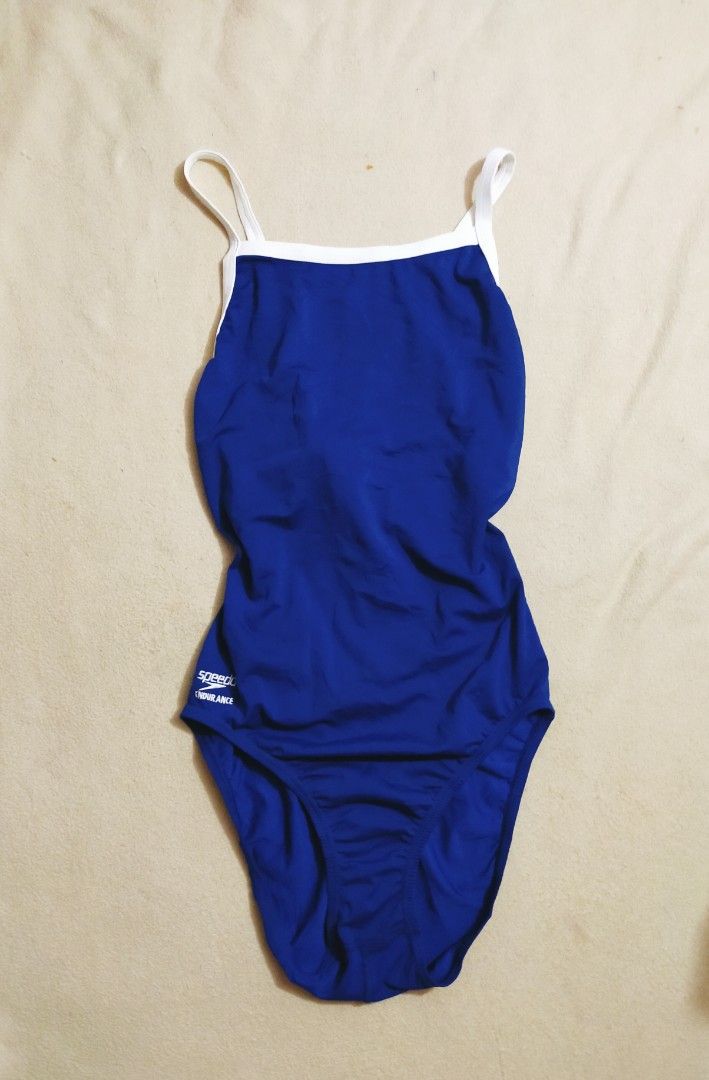 SPEEDO ENDURANCE BLUE AND WHITE FLYBACK ONE PIECE TRAINING SWIMSUIT on ...
