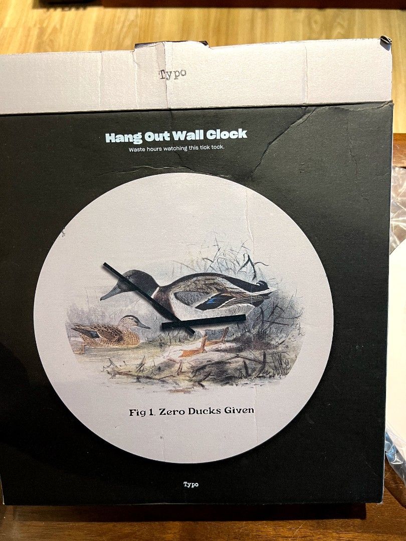 Typo "Zero Ducks Given" Wall Clock, Furniture & Home Living, Home Decor Accessories, Clocks on ...