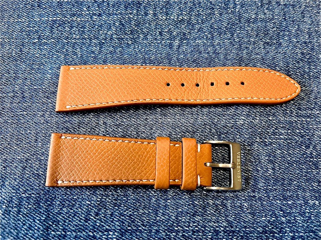 Veblenist 22mm Brown Textured Calfskin Watch Strap, Men's Fashion ...