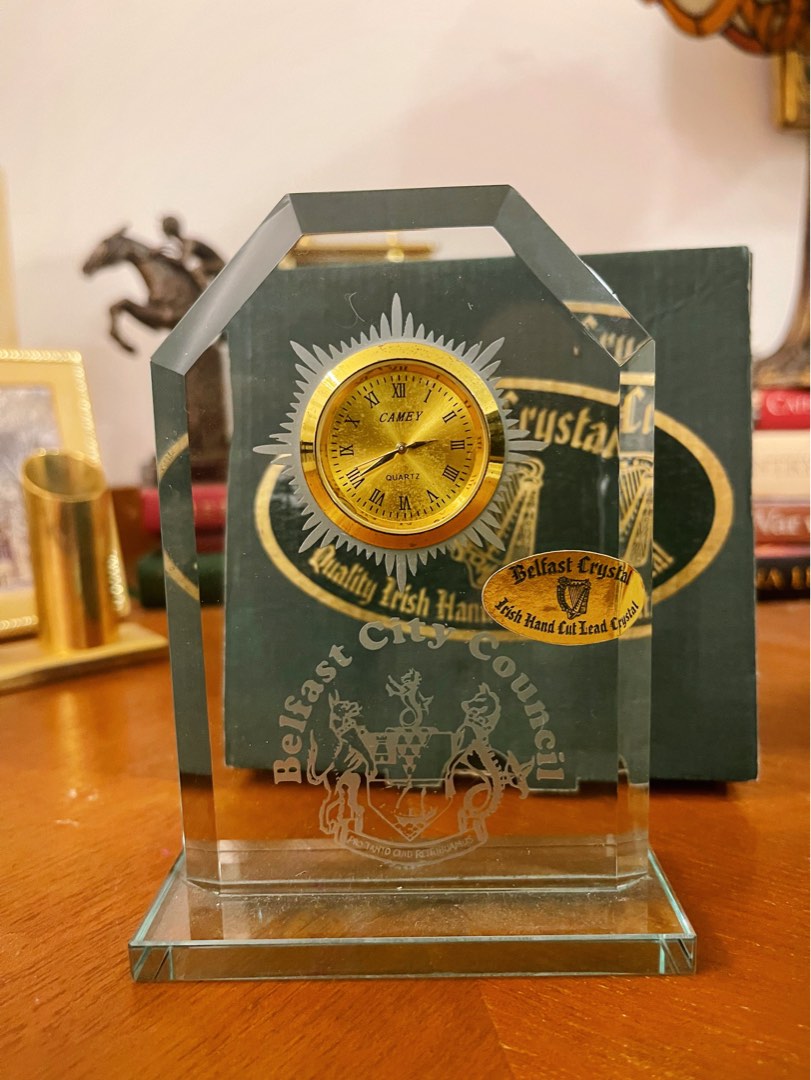 Vintage Crystal Clock Irish Hand Cut, Hobbies & Toys, Collectibles ...