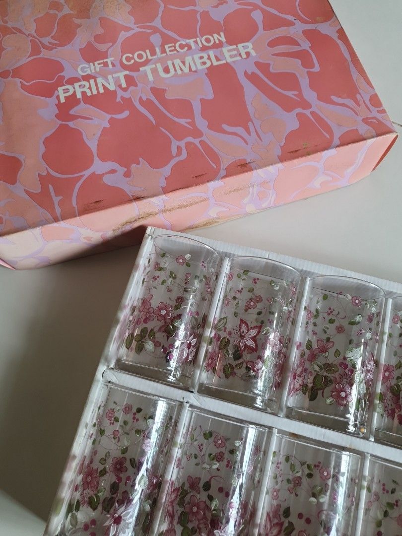 Vintage floral glass set Made in Japan, Furniture & Home Living, Kitchenware & Tableware ...