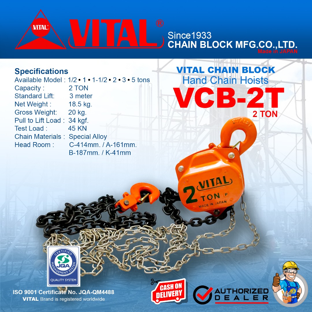 VITAL 2 Tons 3 Meters Chain Block Hand Chain Hoists (VCB-2T) LIGHTHOUSE ...
