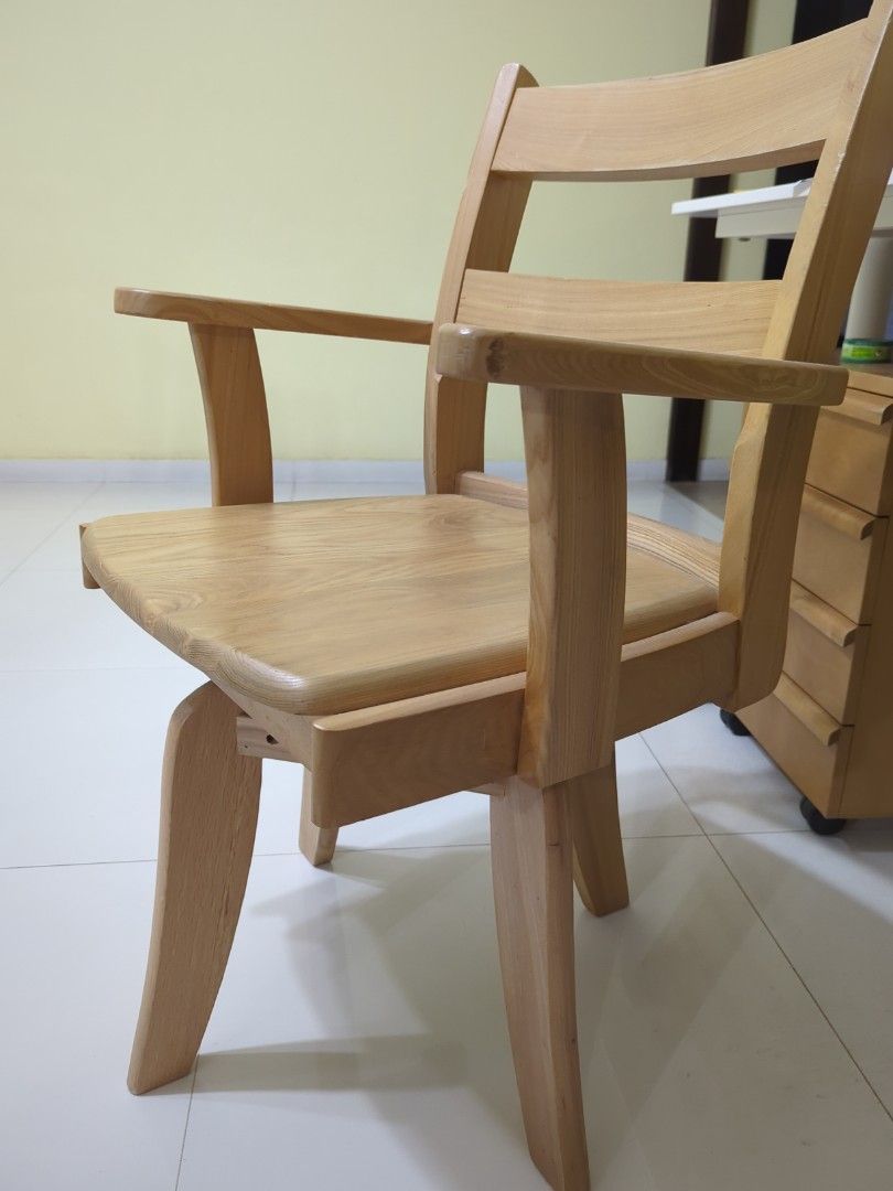 Wooden Chair with 360 Degree Seat Rotation, Furniture & Home Living ...
