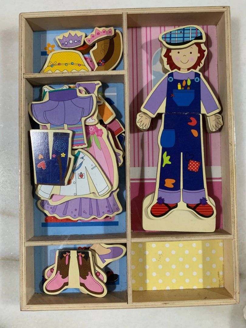 Wooden magnetic dress up doll, Hobbies & Toys, Toys & Games on Carousell