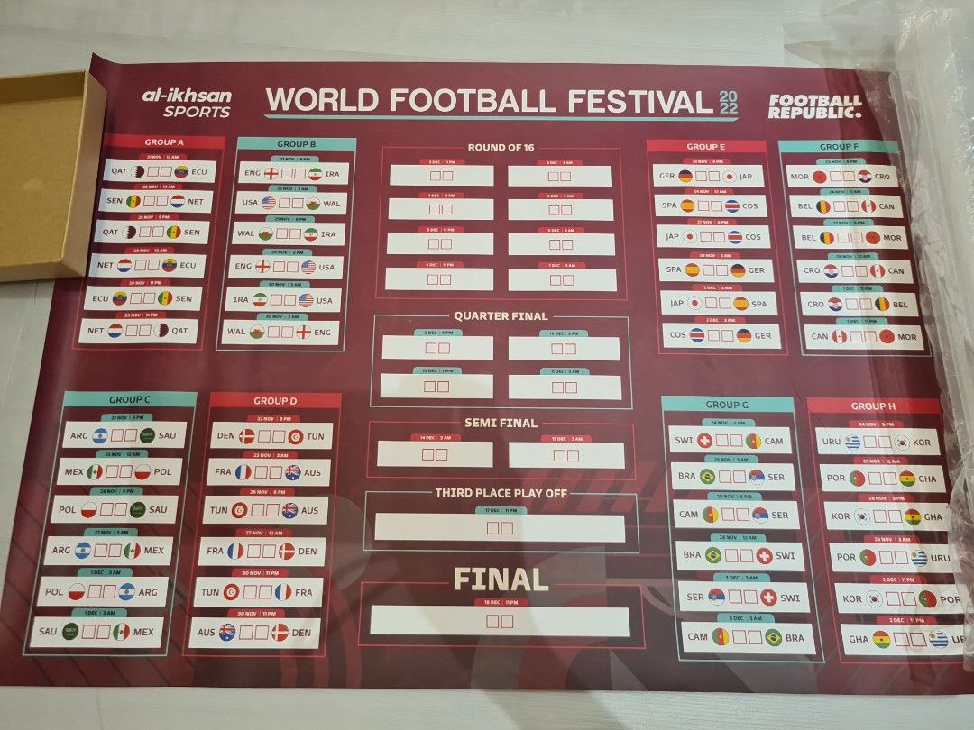 2022 FIfa World Cup Fixtures Map, Sports Equipment, Sports & Games ...