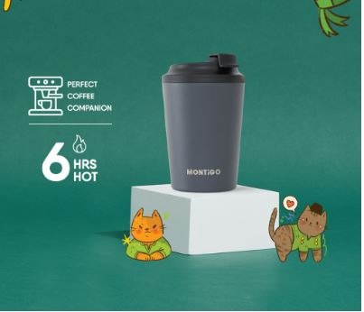 340ml 12oz MONTiGO Sense Coffee Cup Lightweight Reusable Stainless ...