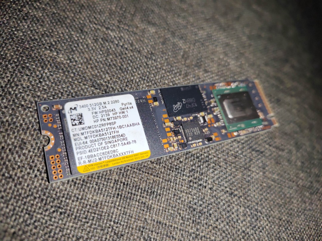 512GB MICRON 3400 GEN4 NVME SSD 176-layer TLC NAND 6800MB's (OEM ...