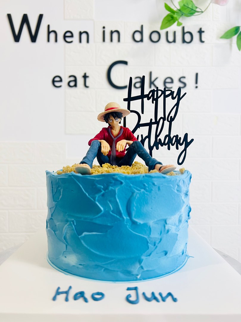6 inch One Piece luffy D cake birthday cake, Food & Drinks, Homemade ...